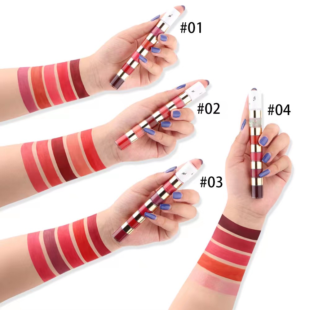 Jual cod☜☞ready Lipstick 5 In 1 Lip Gloss Melting Matte Lip Tint ...