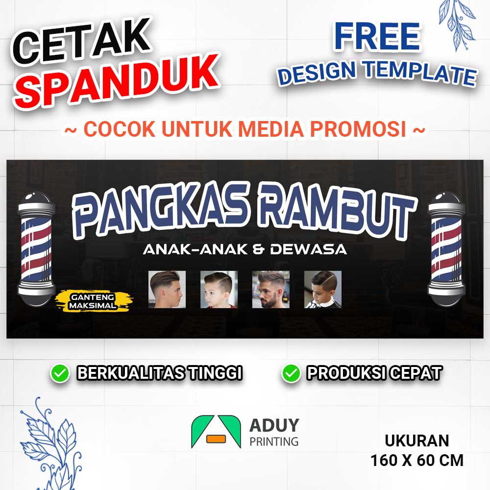 Jual Spanduk Banner Pangkas Rambut Background Hitam Ukuran 160x60 Bisa ...