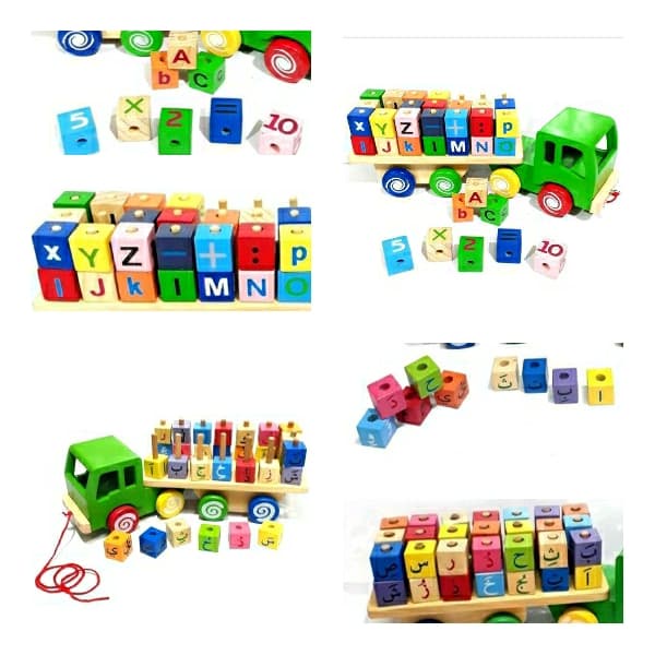 Jual Truk Mainan Puzzle Truk Trukan Edukasi Angka Dan Huruf Balok Susun ...