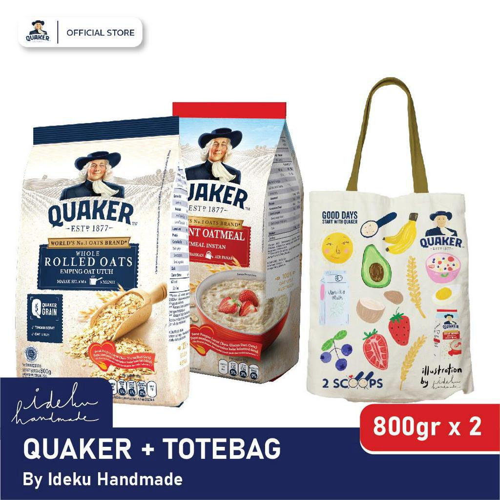 Jual Quaker Instant Oatmeal 800gr + Rolled Oats 800gr + Shopping Bag by ...