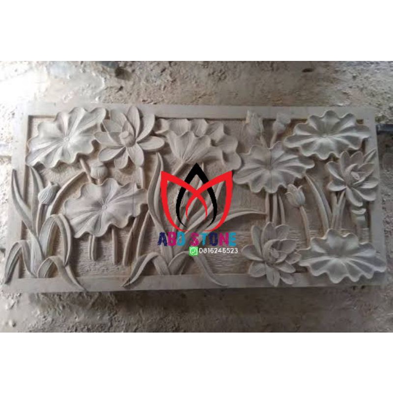 Jual relief ukiran dinding hiasan batu alam batu paras jogja 60x100 ...