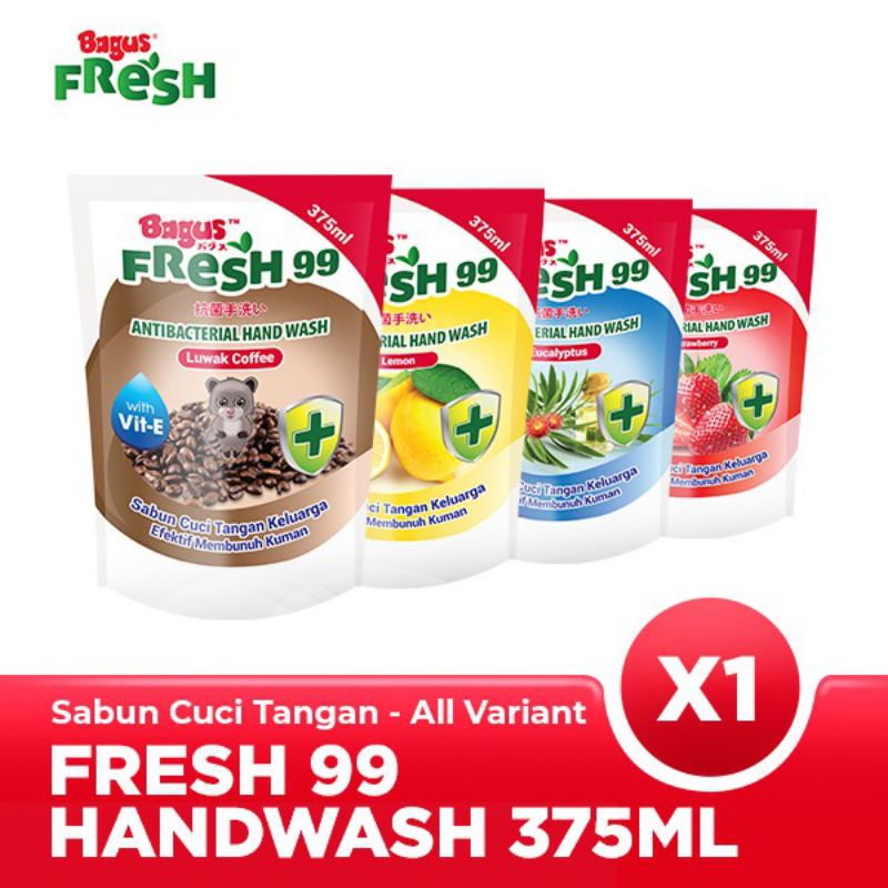 Jual Sabun Cuci Tangan Bagus FRESH 99 Handwash Refill 375ml | Shopee ...
