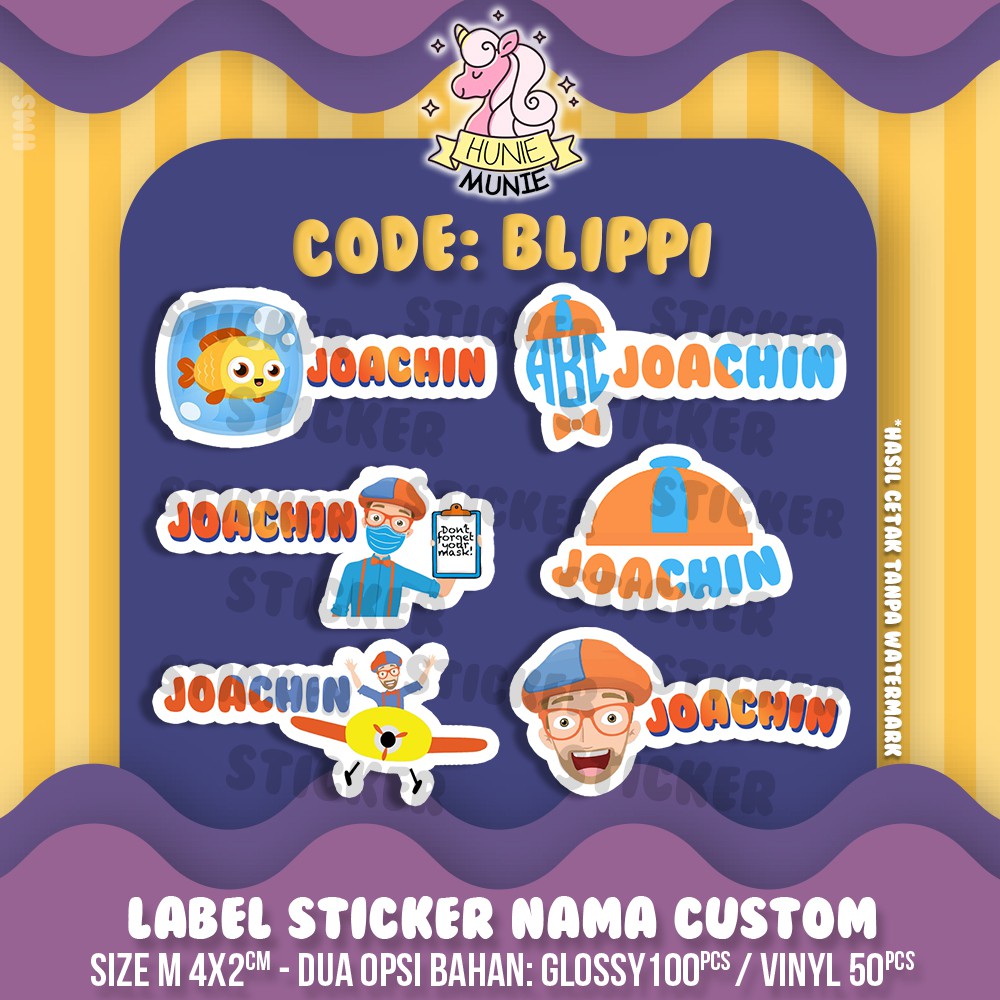 Jual Sticker Label Nama Custom - Blippi (100pcs) Stiker | Shopee Indonesia