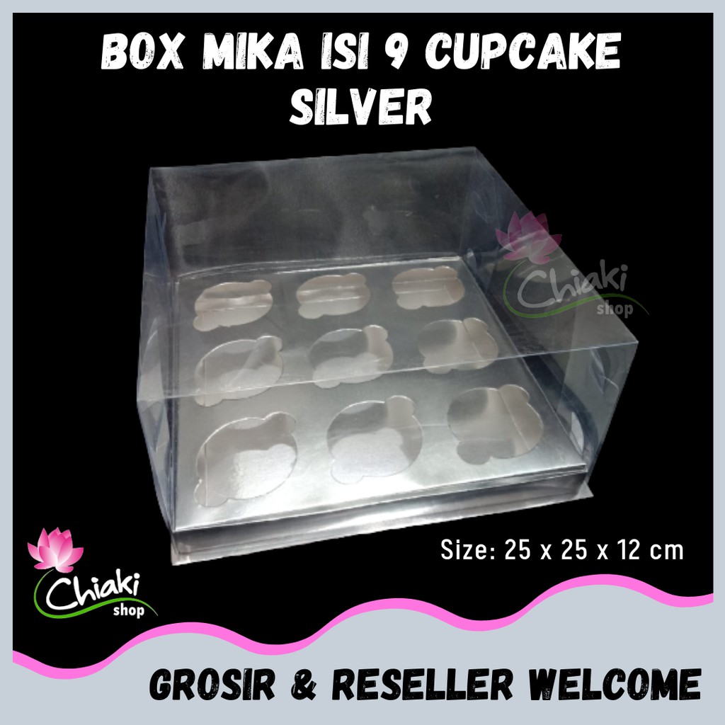 Jual Box Mika Cupcake isi 9 SILVER uk 25x25x12 cm Donat Dus Kue Kardus ...