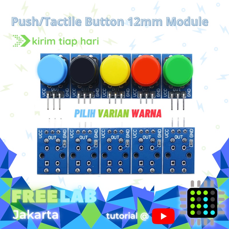 Jual Module Push Button Modul Tombol Tactile 12mm dg CAP PILIH WARNA ...