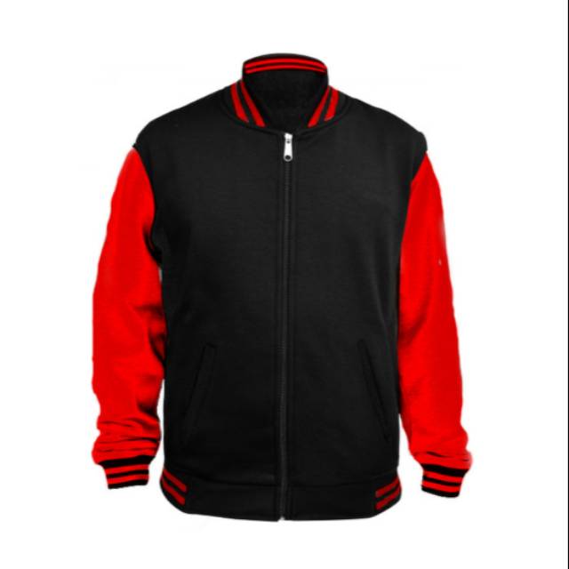 Jual Jaket Base Ball Varsity hitam- merah | Shopee Indonesia