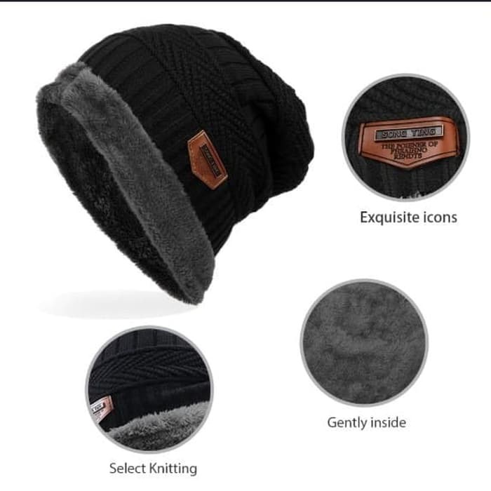 Jual SONG TING Topi kupluk Banie Hat Dingin Pria Wanita Hangat Lembut ...