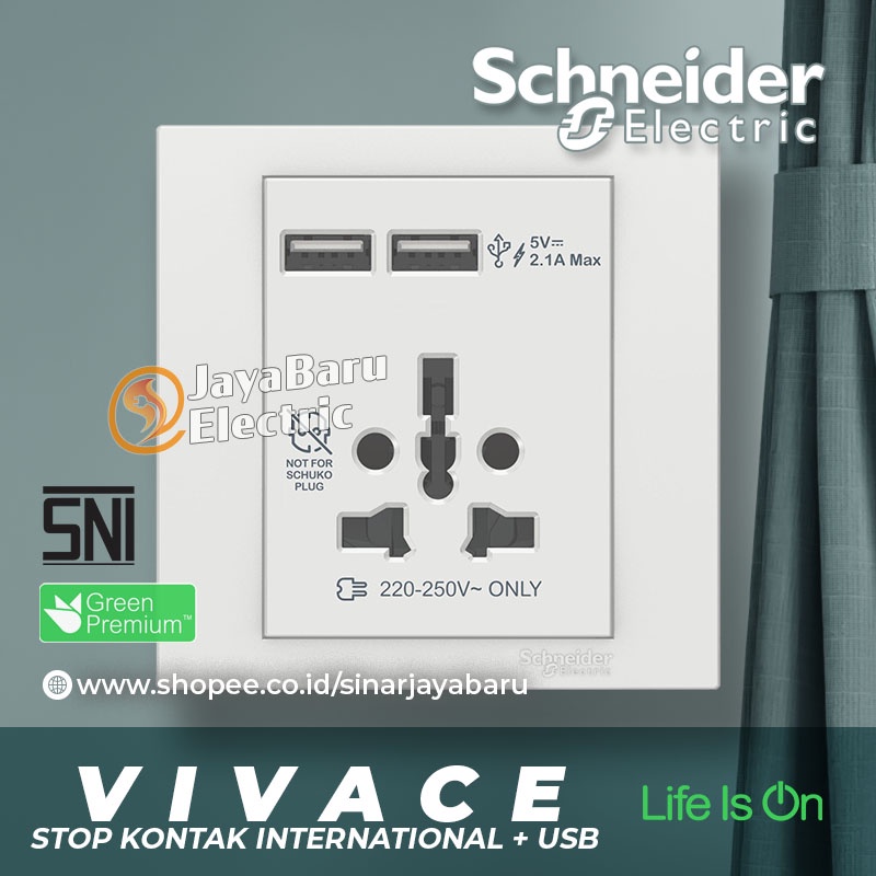 Jual Stop Kontak International USB Charger SCHNEIDER VIVACE | Shopee ...
