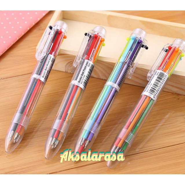 Jual Ballpoint - Pulpen 6 warna desain Transparan | Shopee Indonesia