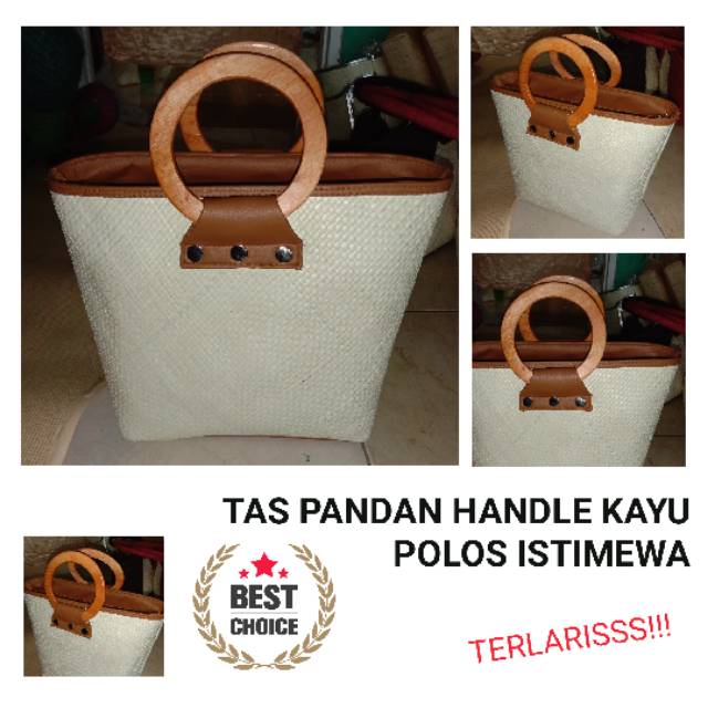 Jual TAS PANDAN HANDLE KAYU POLOS PUTIH KERAJINAN PANDAN | Shopee Indonesia