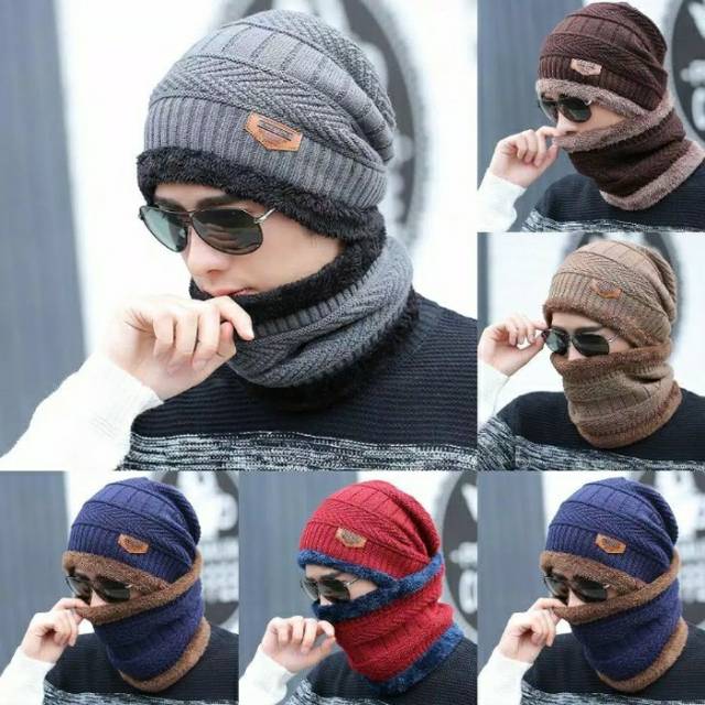 Jual Topi Kupluk + Syal Winter Unisex Cewe Cowo | Topi kupluk Musim ...