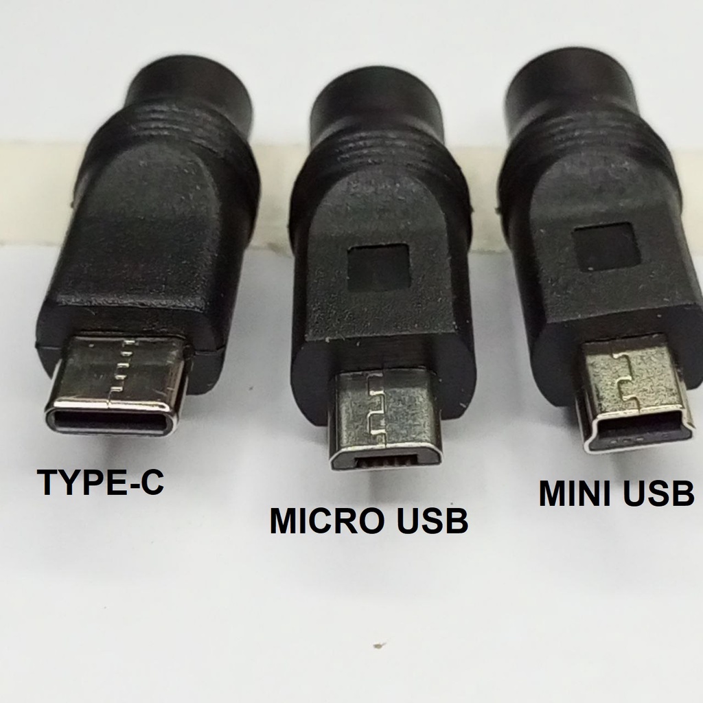 Jual Adapter DC Jack 5.5x2.1mm Female to Micro USB Mini USB Type C | Shopee Indonesia