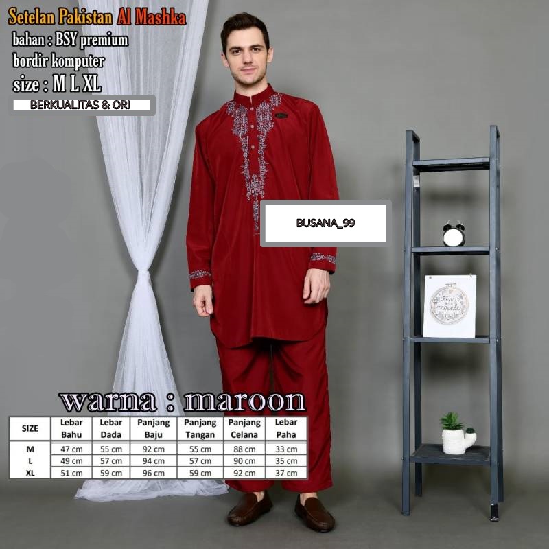 Jual Kurta Pakistan Pria Premium AL-MASHKA / Setelan Muslim Terbaru ...