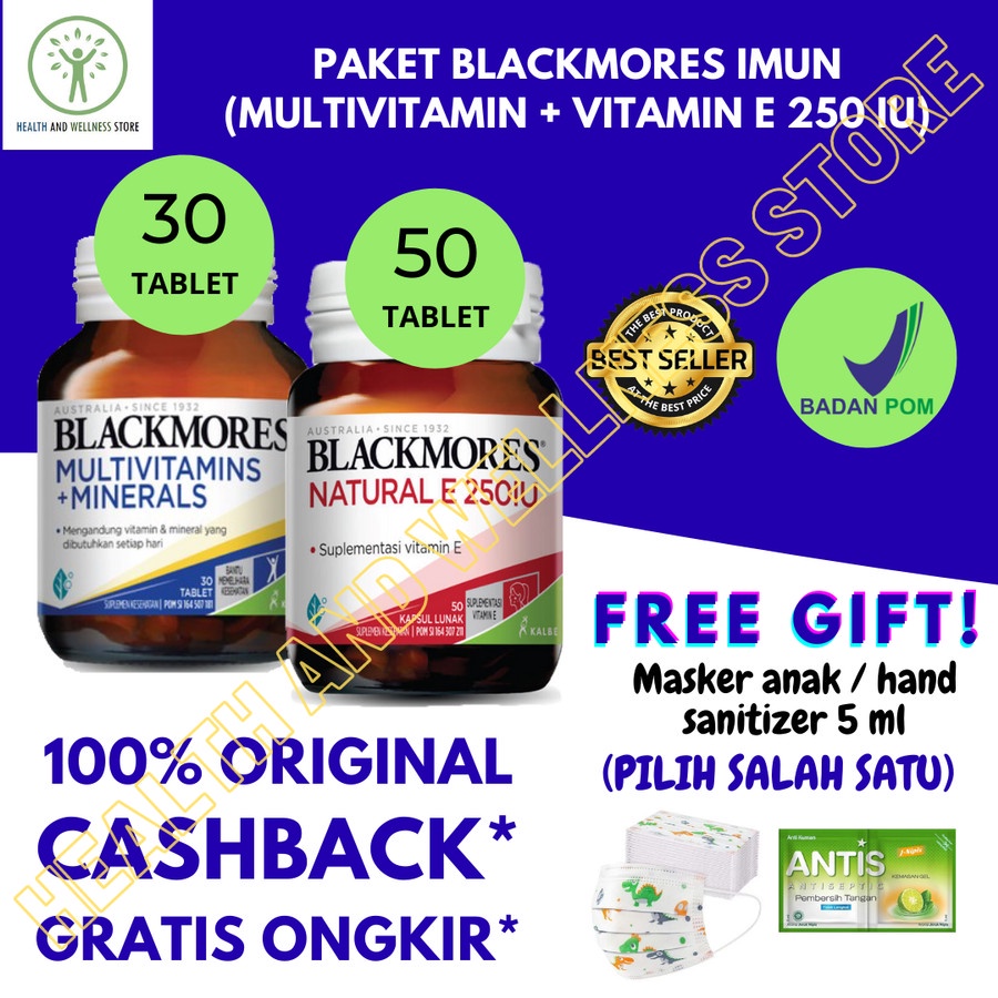 Jual BLACKMORES MULTIVITAMIN AND MINERAL 30 TABLET DAN NATURAL E 250 IU 50 TABLET MULTIVITAMINS ...