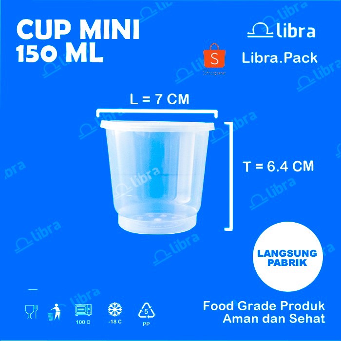 Jual 25 Pcs / Cup Puding Libra 150ml Per Pack Tempat Selai Gelas Eskrim ...