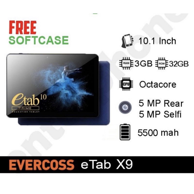 Jual Tablet Evercoss eTab 10 Prime X9 RAM 3Gb / internal 32Gb | Shopee ...