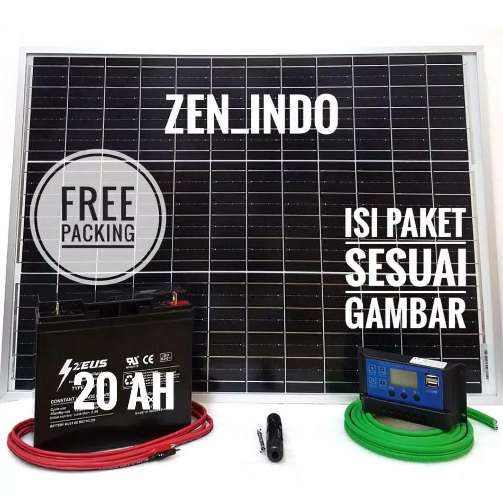 Jual Paket Solar Panel Surya 50WP termasuk Aki 12V 20AH free packing ...