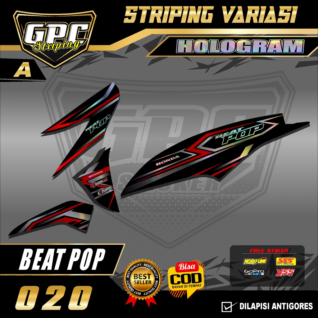 Jual STICKER STRIPING LIST VARIASI HOLOGRAM BEAT POP DESAIN MINIMALIS ...