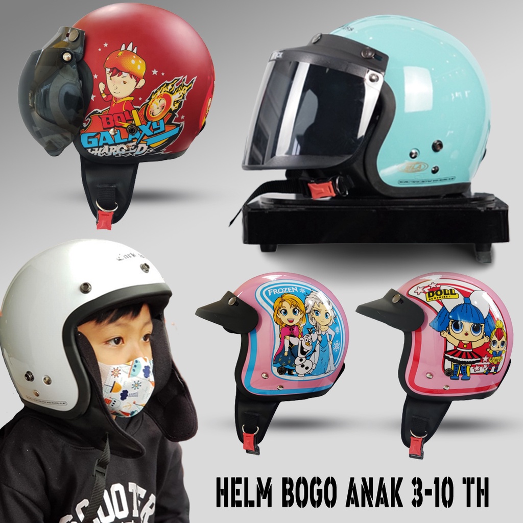 Jual Helm Bogo Anak Junior Polos Motif Kaca Datar Injak Hitam SNI Untuk ...