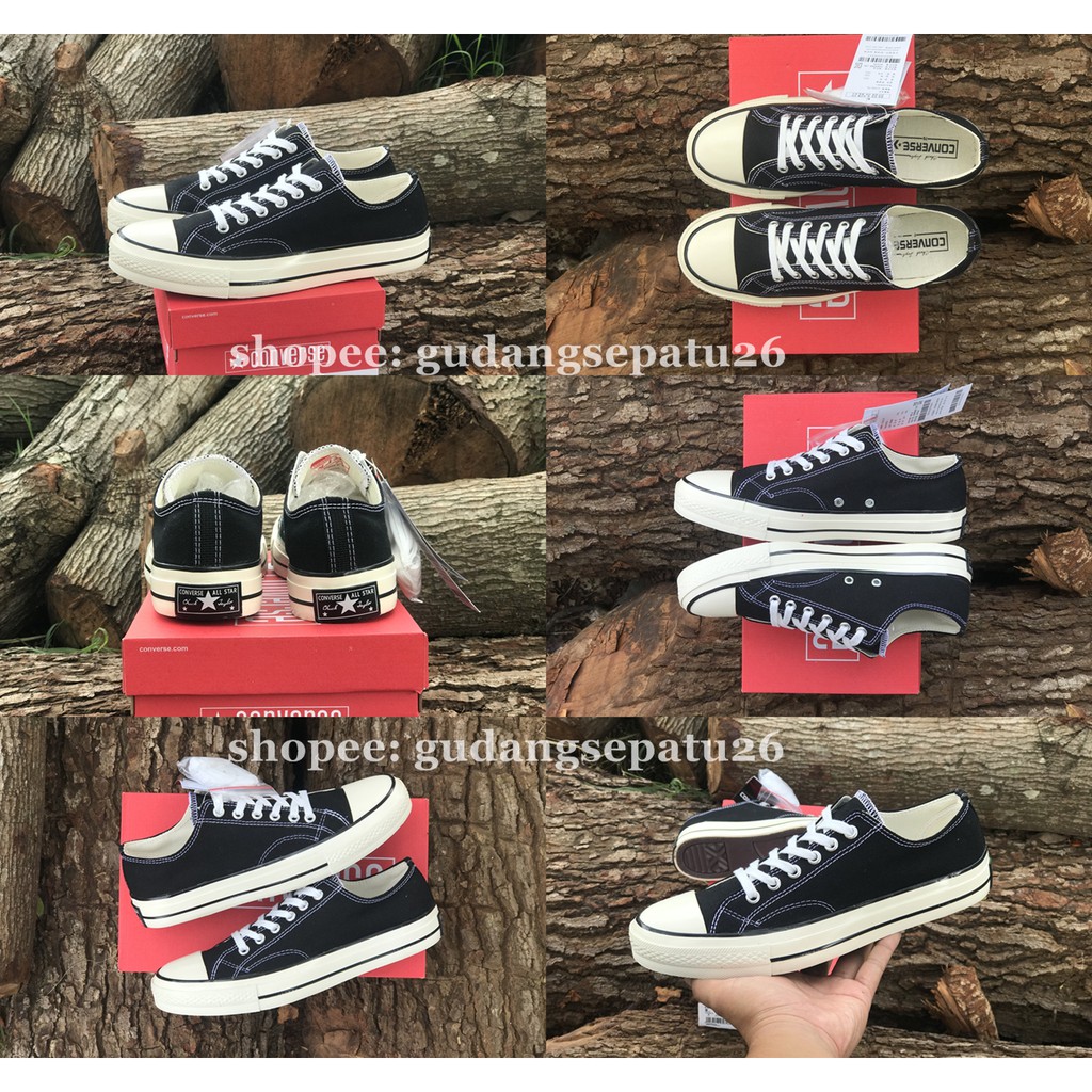Jual sepatu converse 70s pria wanita all star hitam pendek low egret ...