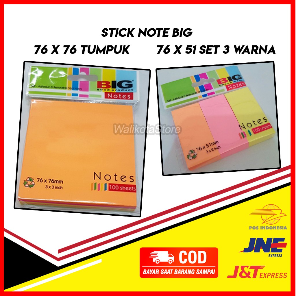 Jual Sticky Note Catatan Tempel Serbaguna Ukuran 76mm x 76mm dan 76mm x 51cm | Shopee Indonesia