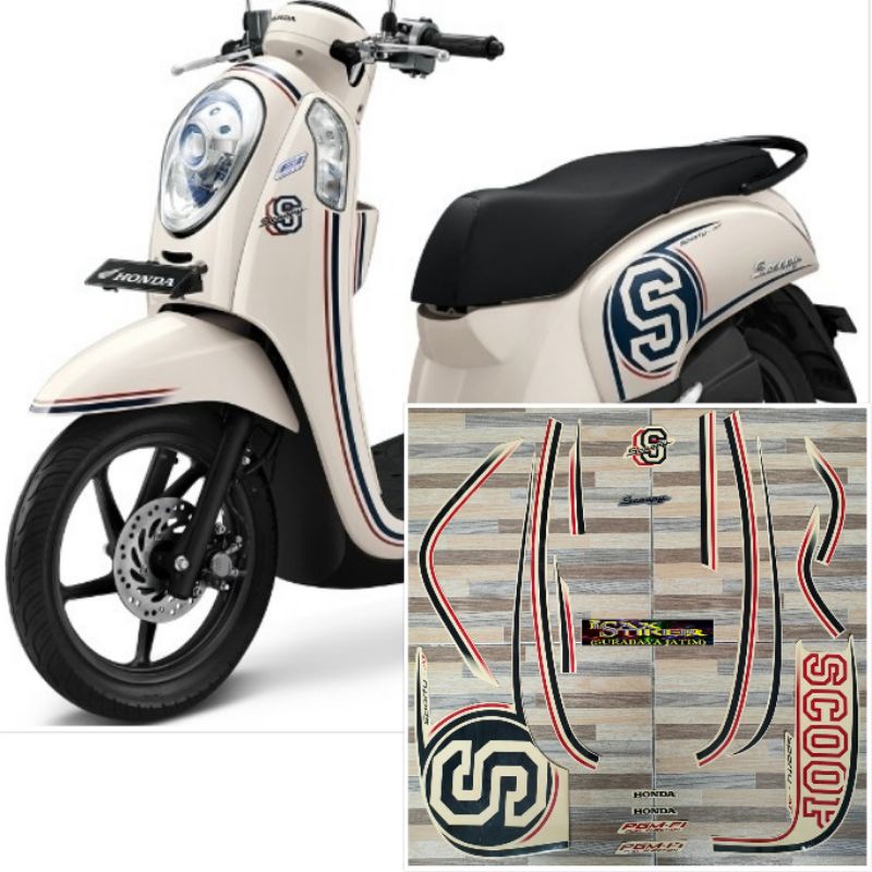 Jual striping original Honda Scoopy sporty putih cream krem tahun 2014 ...