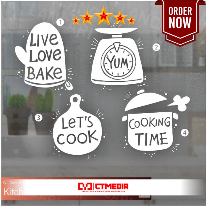 Jual Sticker Cutting Dapur Kitchen alat Masak Decal Stiker Kaca Dinding ...