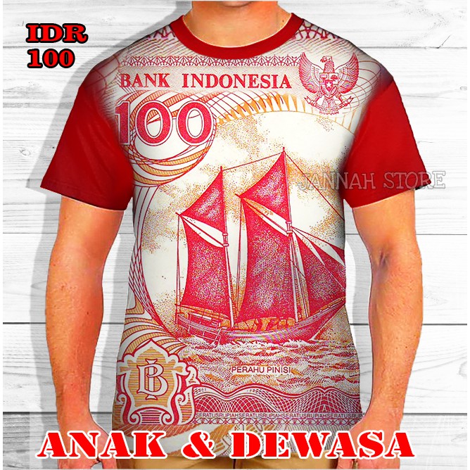 Jual Kaos Baju Gambar Duit 100 Perahu Pinisi Uang Gambar Seratus Rupiah ...