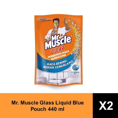 Jual Mr. Muscle Glass Liquid Blue Pouch 440 ml x2 | Shopee Indonesia