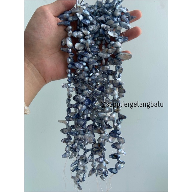 Jual kerikil KERANG KESHI BLUE tetes OVAL fresh water shell BAROK biru ...