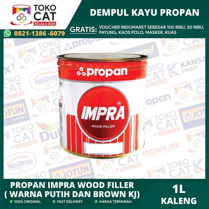 Jual IMPRA WOODFILLER DEMPUL KAYU IMPRA PROPAN WARNA PUTIH 1KG | Shopee ...