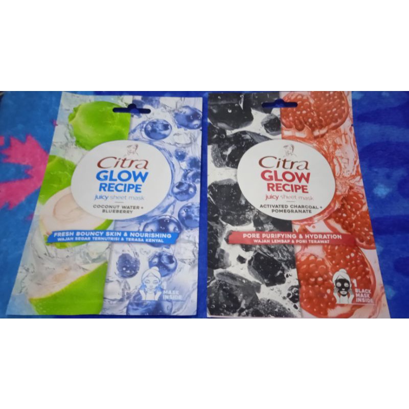 Jual Citra Glow Recipe Juicy Sheet Mask Coconut + Blueberry 25G ...