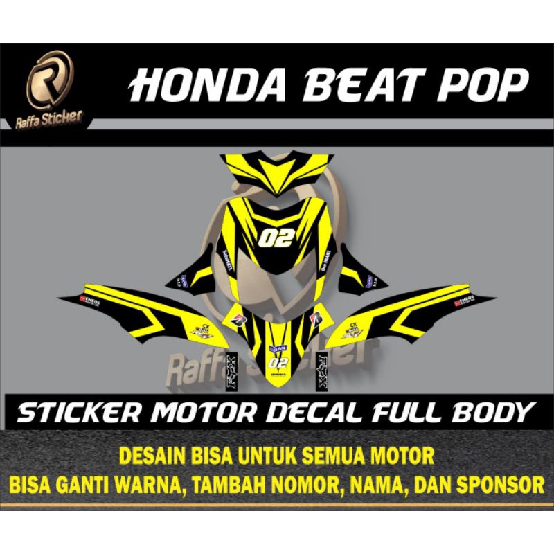 Jual STICKER MOTOR DECAL MOTOR FULL BODY STIKER DECAL BEAT POP WARNA ...