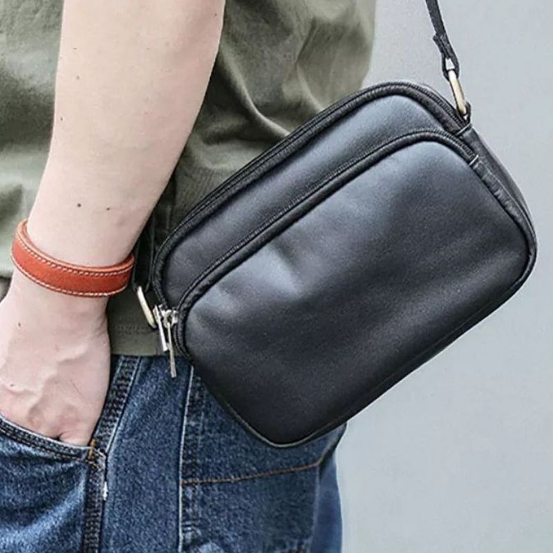 Jual Tas Kulit Asli Selempang Mini Kulit Asli Pria | Shopee Indonesia