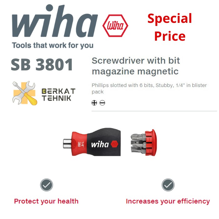 Jual Obeng WIHA Magazine Bit Holder Stubby Magnetic Screwdriver 3801 01 ...