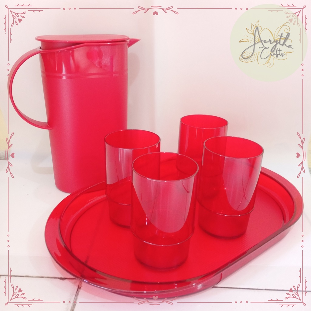 Jual Tupperware Classy Red Collection - Alat Minum Tupperware - Pitcher ...
