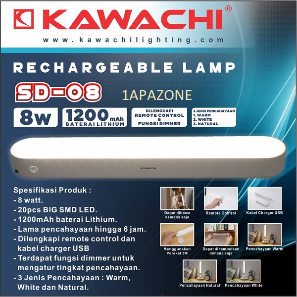 Jual LAMPU LED CAS EMERGENCY 3WARNA Rechargeable Lamp 8WATT SD-08 ...