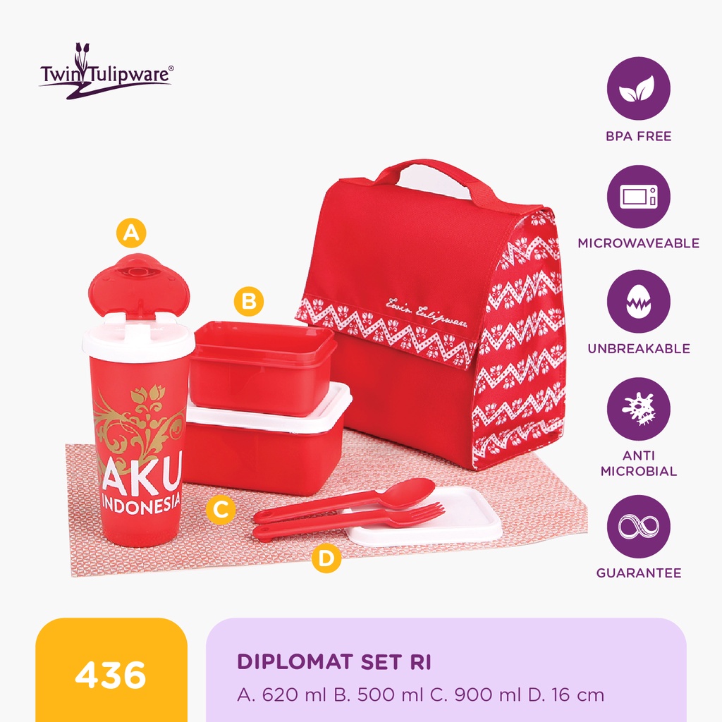 Jual Twin Tulipware Diplomat Set RI Lunch Box Set | Shopee Indonesia