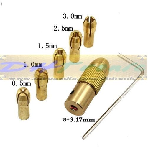Jual 7in1 5pcs chuck set drill collet motor dc mini bor + kunci l ...