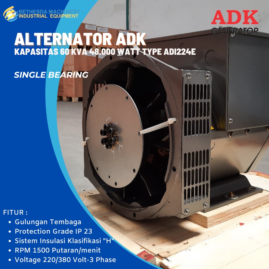 Jual ADK GENERATOR 60KVA SINGLE / DOUBLE BEARING 60 KVA 48.000 WATT ...