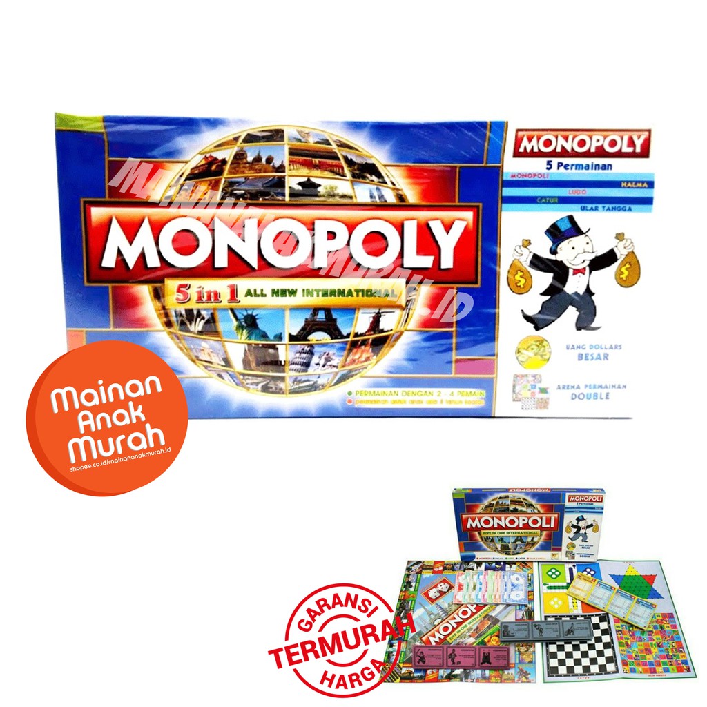 Jual Mainan Edukasi Asah Otak Monopoly International 5 In 1 / Monopoli ...