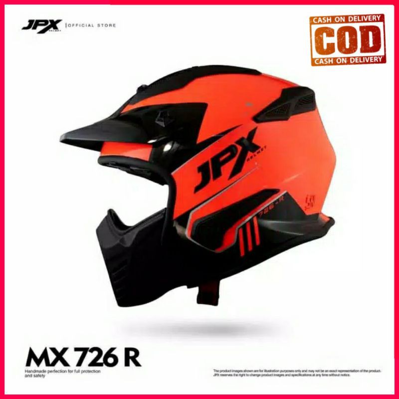 Jual Helm JPX Full Face MX-726R Fluorescent Red Doff-Black ( Retro / Modular / Klasik ) | Shopee ...