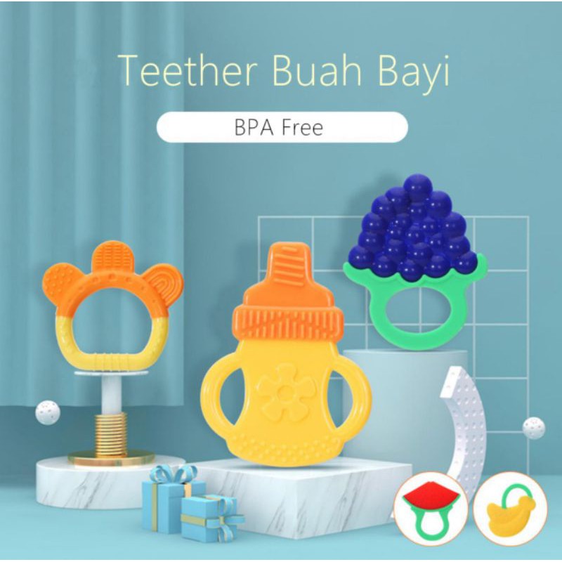 Jual TOKO1234 Baby Fruit Teether Gigitan Bayi Bentuk Buah Bahan Silikon ...