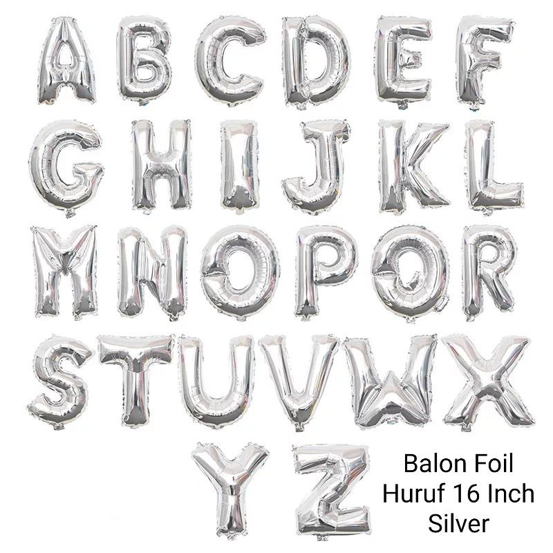 Jual balon huruf silver satuan a sampai z 40cm | Shopee Indonesia