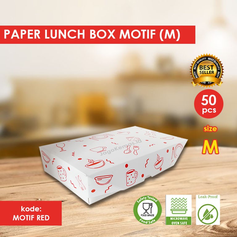 Jual PAPER LUNCH BOX MOTIF RED (M) | ANTI MINYAK | FULL LAMINASI ...