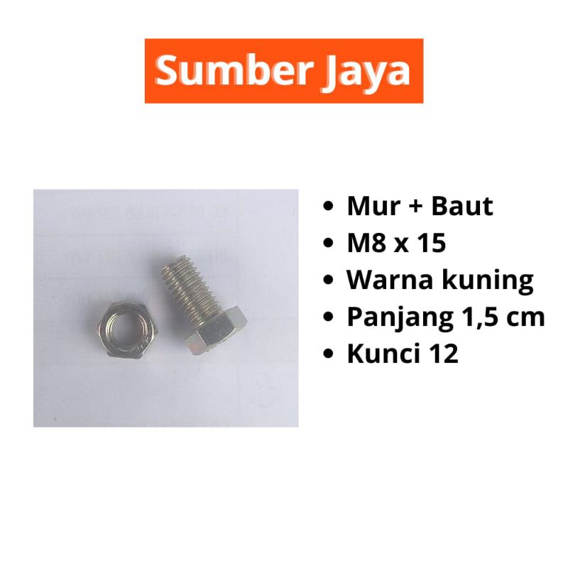 Jual Mur Baut M8 x 15 Kuning | Baut Siku Lubang | Baut Siku Bolong ...