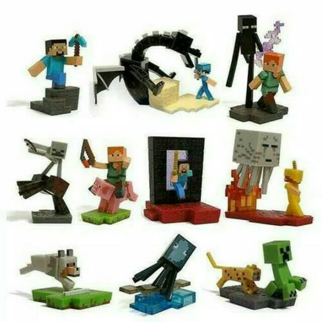 Jual Action figure minecraft new 1set isi 10pcs | Shopee Indonesia