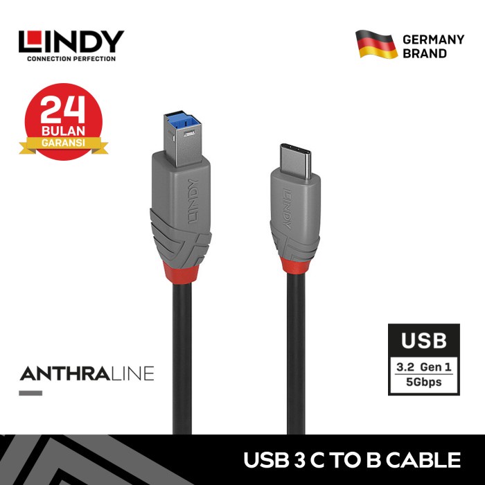 Jual LINDY Kabel Data 2M Kabel Printer Scanner USB 3.1 Type C Male to ...