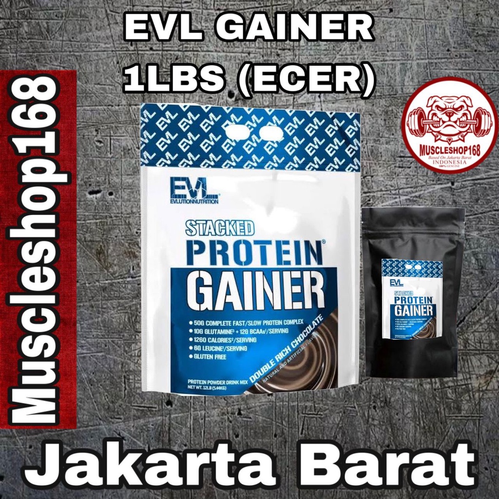 Jual EVL Evlution Nutrition Stacked Protein Gainer 1 Lbs Repack ...