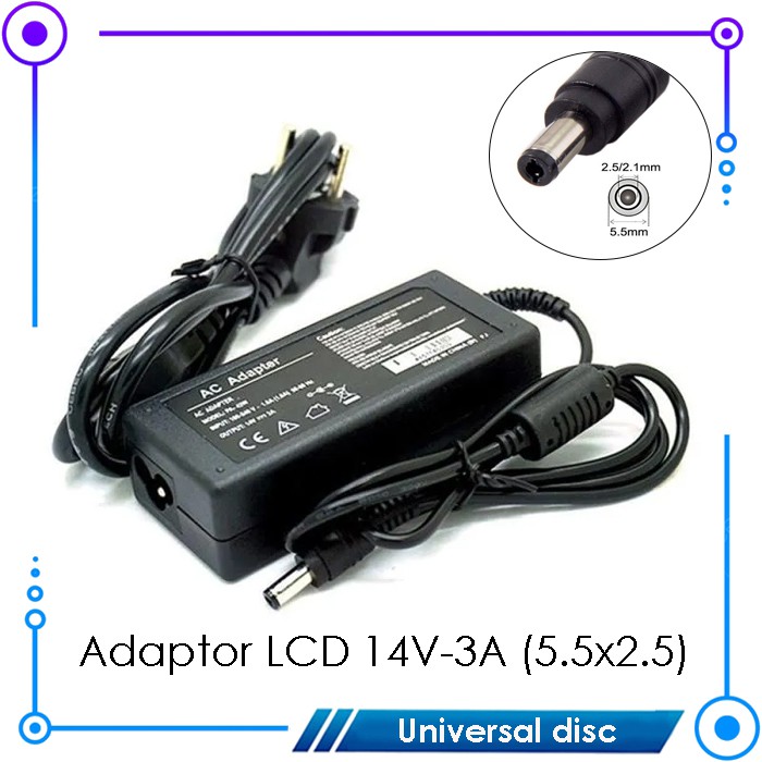 Jual Adaptor Universal untuk monitor Led / Lcd 14v - 3a jack 5.5*2.5 ...